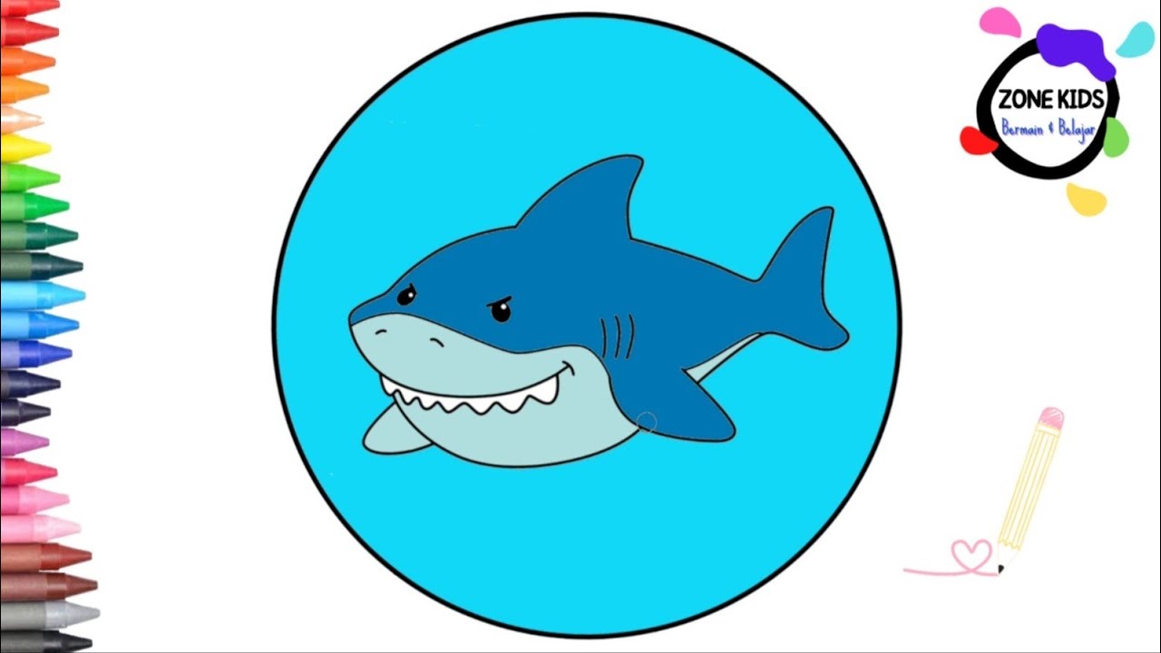 drawing & coloring shark for kids | menggambar & mewarnai ikan hiu ...