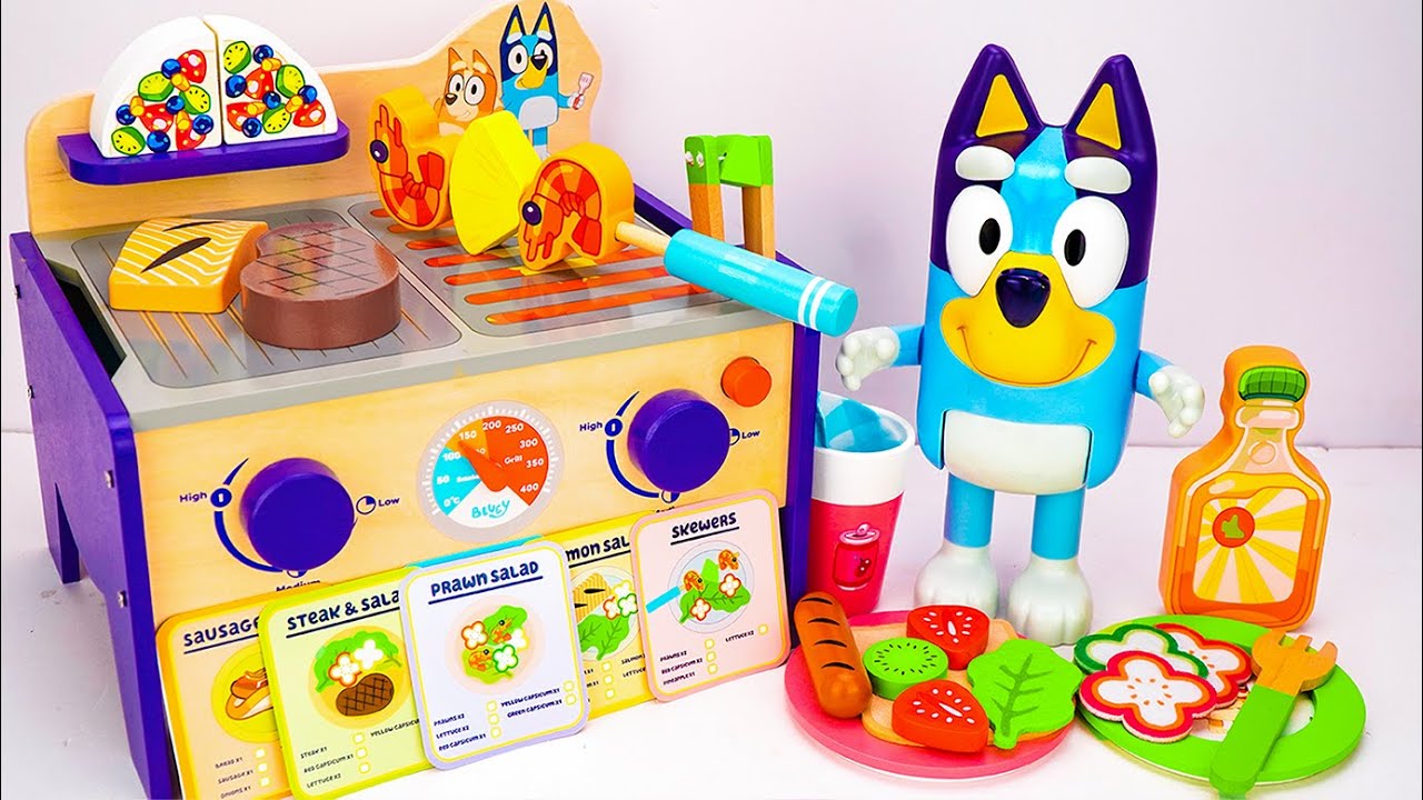 Bluey Toy Collection Unboxing Review 🐾 Bluey Wooden BBQ and Salad Set ...