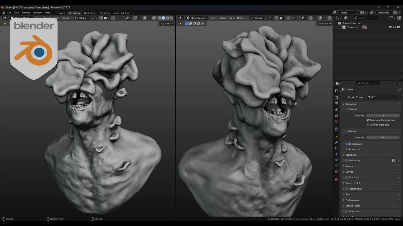 Clicker Character Creation Timelapse (The Last of Us) - Blender - YouTube