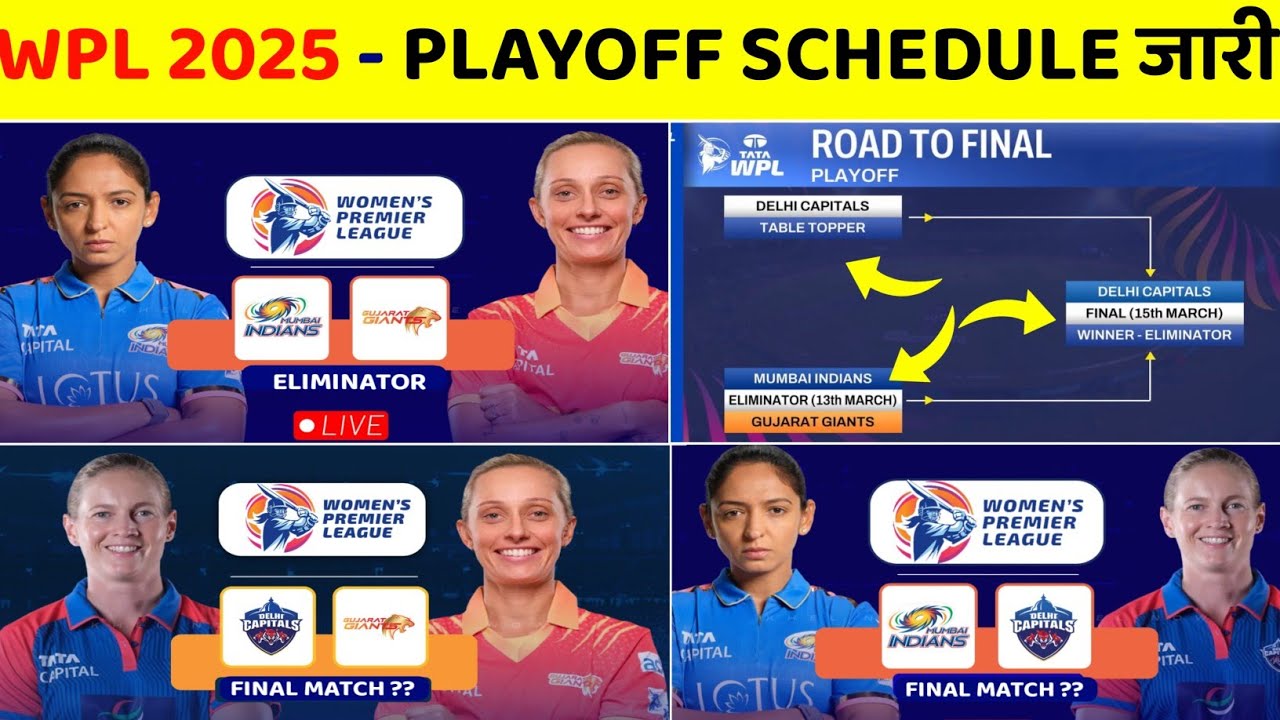 WPL 2025 Playoffs Schedule || WPL Semi Final 2025 Schedule || MIW vs ...