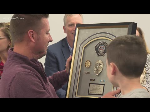 Kernersville officer Sean Houle retires after surviving shooting - YouTube
