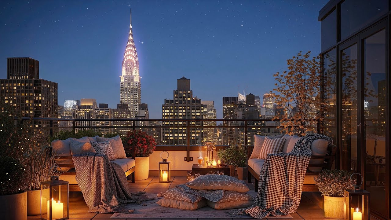 Cozy New York City Fall Twilight Balcony to Sleep, Unwind, Focus 😴😌🍂 ...