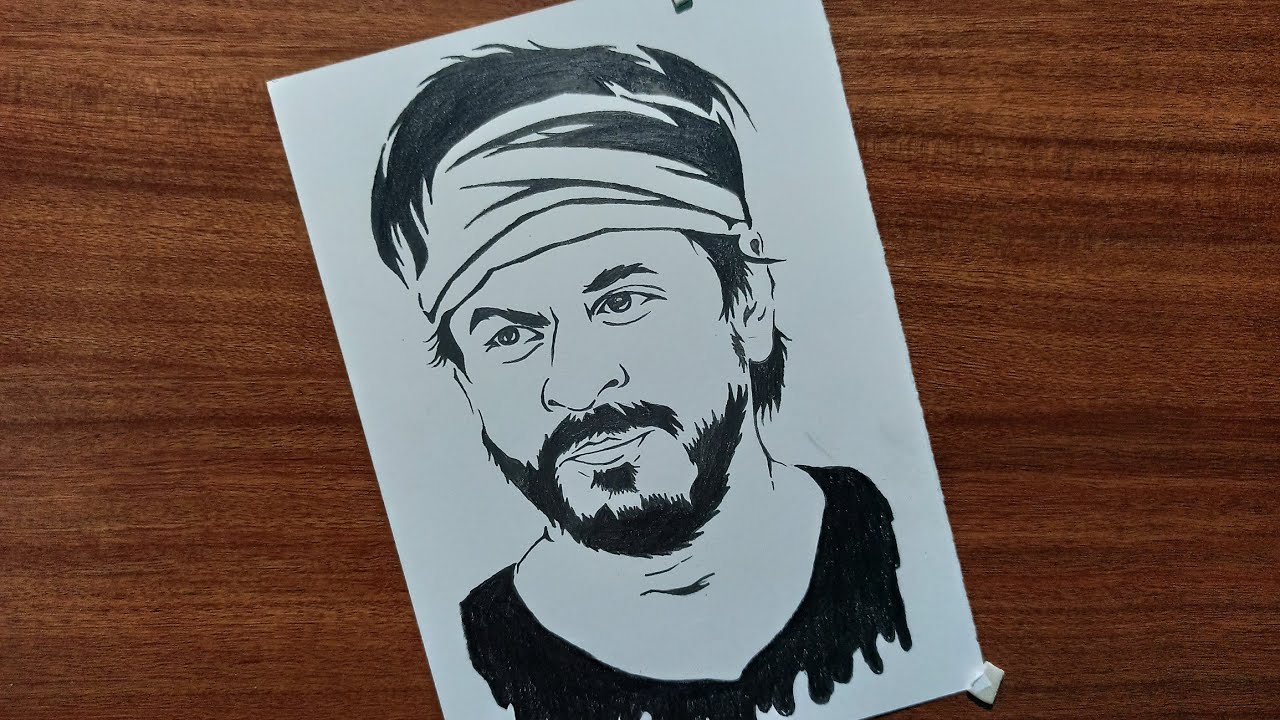 Shahrukh khan 90's old photo drawing || How to draw Shahrukh Khan step ...