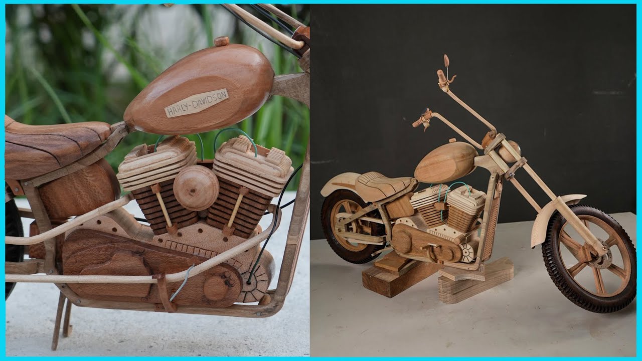Harley Davidson Motorcycle Out of Wood - YouTube