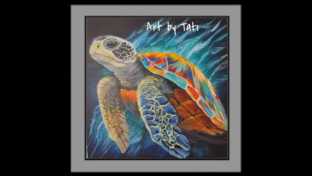 How to paint Colorful Turtle | Acrylic Painting Tutorial - YouTube