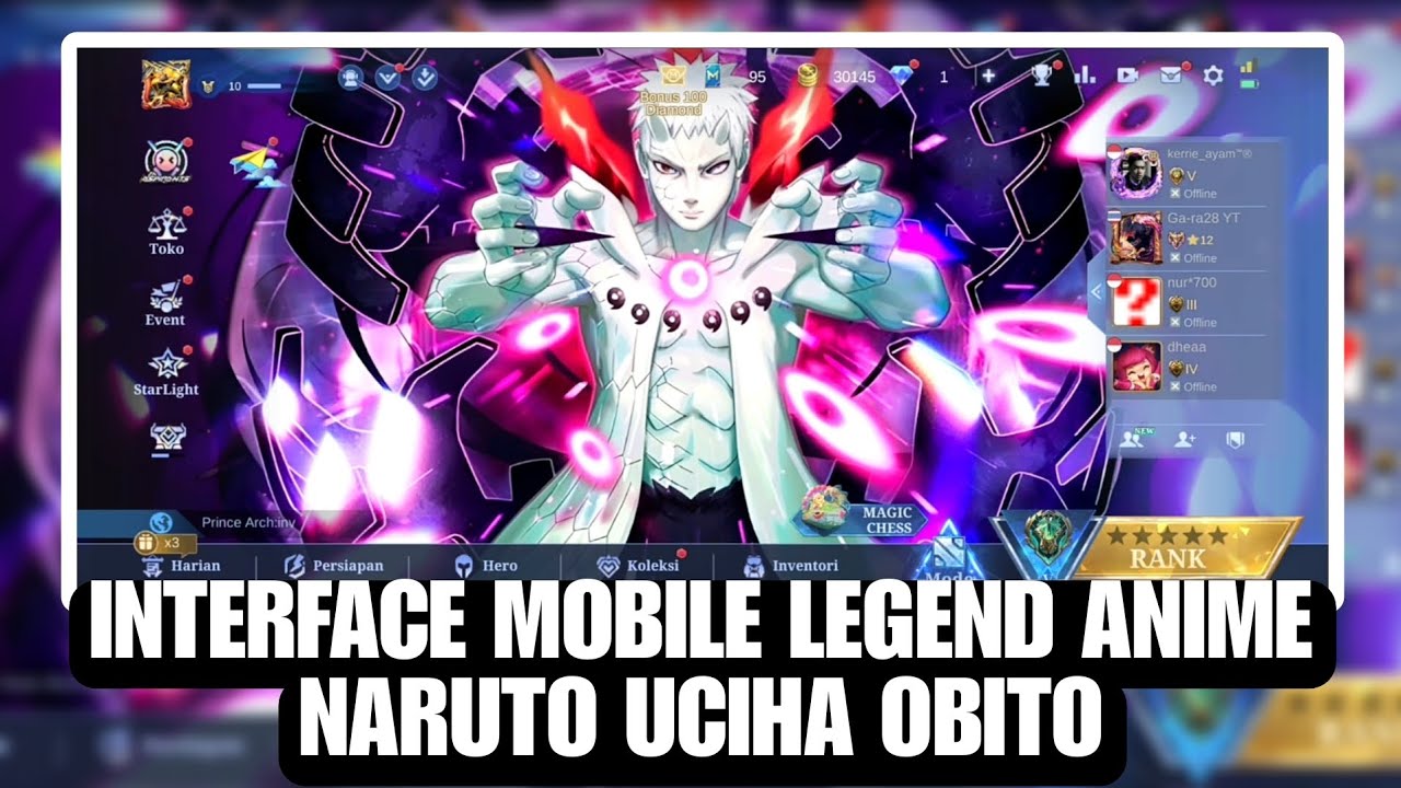 Interface mobile legend anime | naruto uciha obito | cara pasang ...