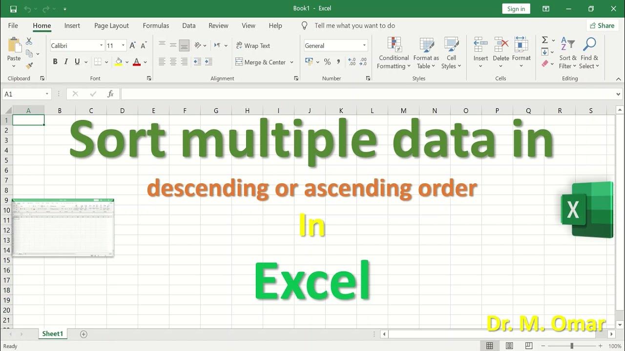 Sort multiple data in descending or ascending order in Excel - YouTube