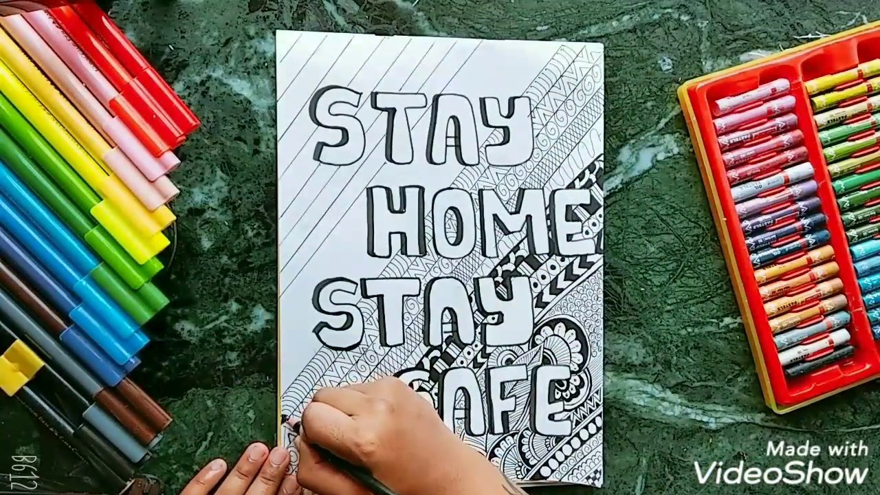 Doodle Art of Stay home stay safe |Doodle Art|Drawing and colouring ...