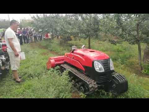Mini remote control crawler tractor as a mower - YouTube