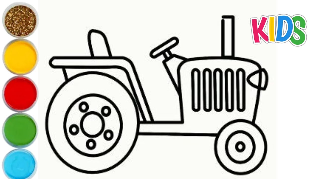 Tractor Drawing, painting, and coloring for kids & toddler /Easy ...