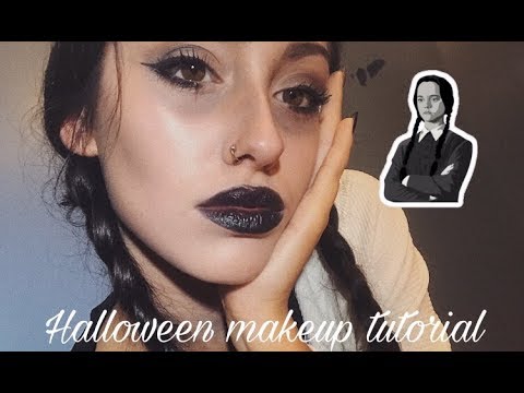 WEDNESDAY ADDAMS |simple makeup tutorial for Halloween| |Leila| - YouTube