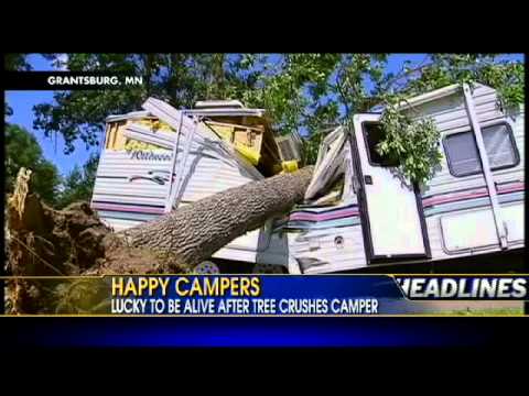 Boys Survive Tree Falling on Camper - YouTube