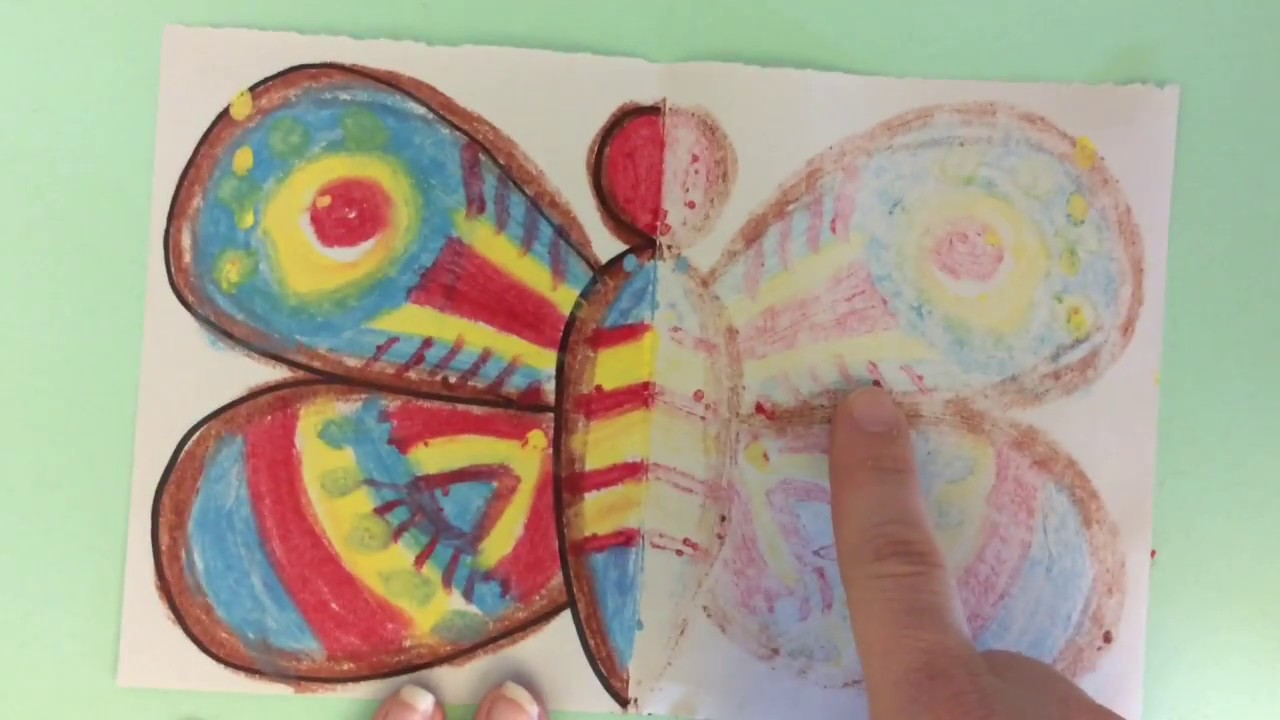 Butterfly print--- oil pastel transfer prints - YouTube