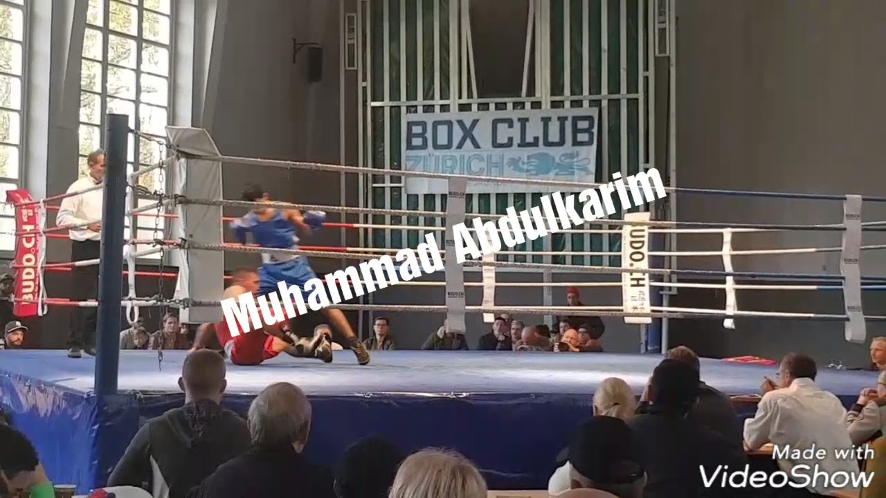 Der Blaue ecke Kurdischer Boxer (Muhammad Abdulkarim) gegen Schweizer ...