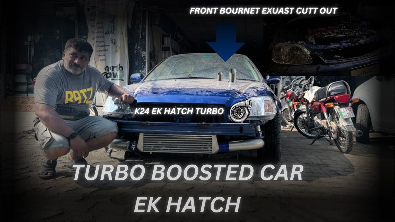K24 EK HATCH TURBO FRONT BOURNET EXUAST COUSROM MADE INSTALLATION DONE ...