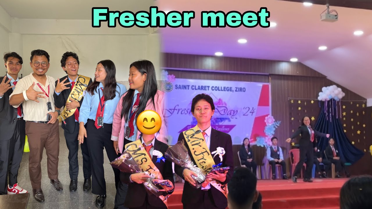 Saint claret college ziro freshers meet celebration 2024😍mr fresher Techi Gomb||who is ms ...