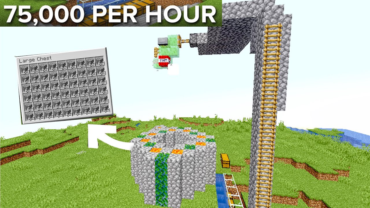 minecraft easy cobblestone farm tutorial fully automatic, cobblestone ...