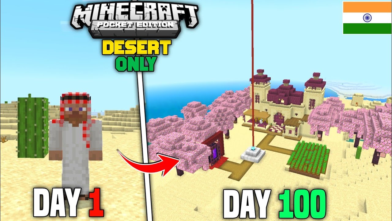 I survived 100 DAYS in DESERT ONLY world IN MINECRAFT | minecraft 100 ...