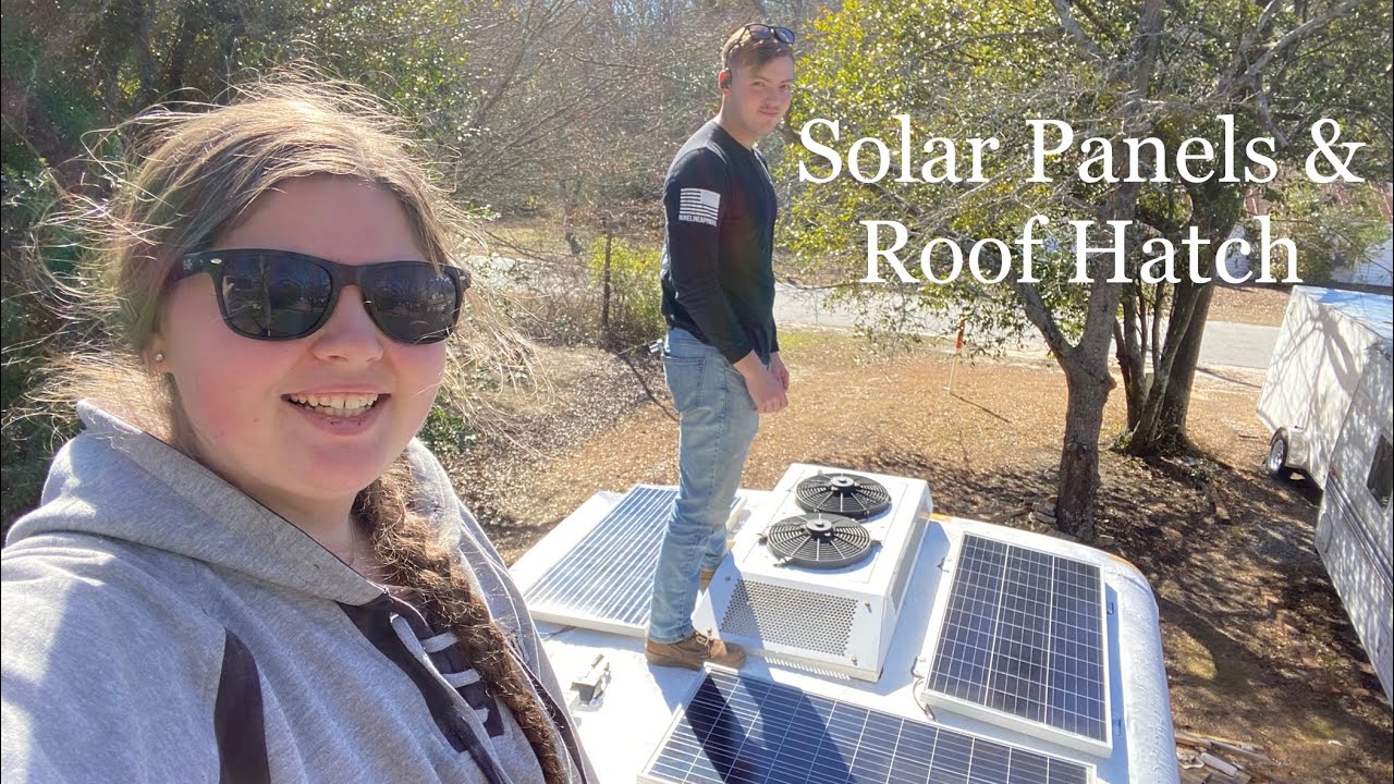 Solar Installation and a Roof Hatch on a Skoolie!!! - YouTube