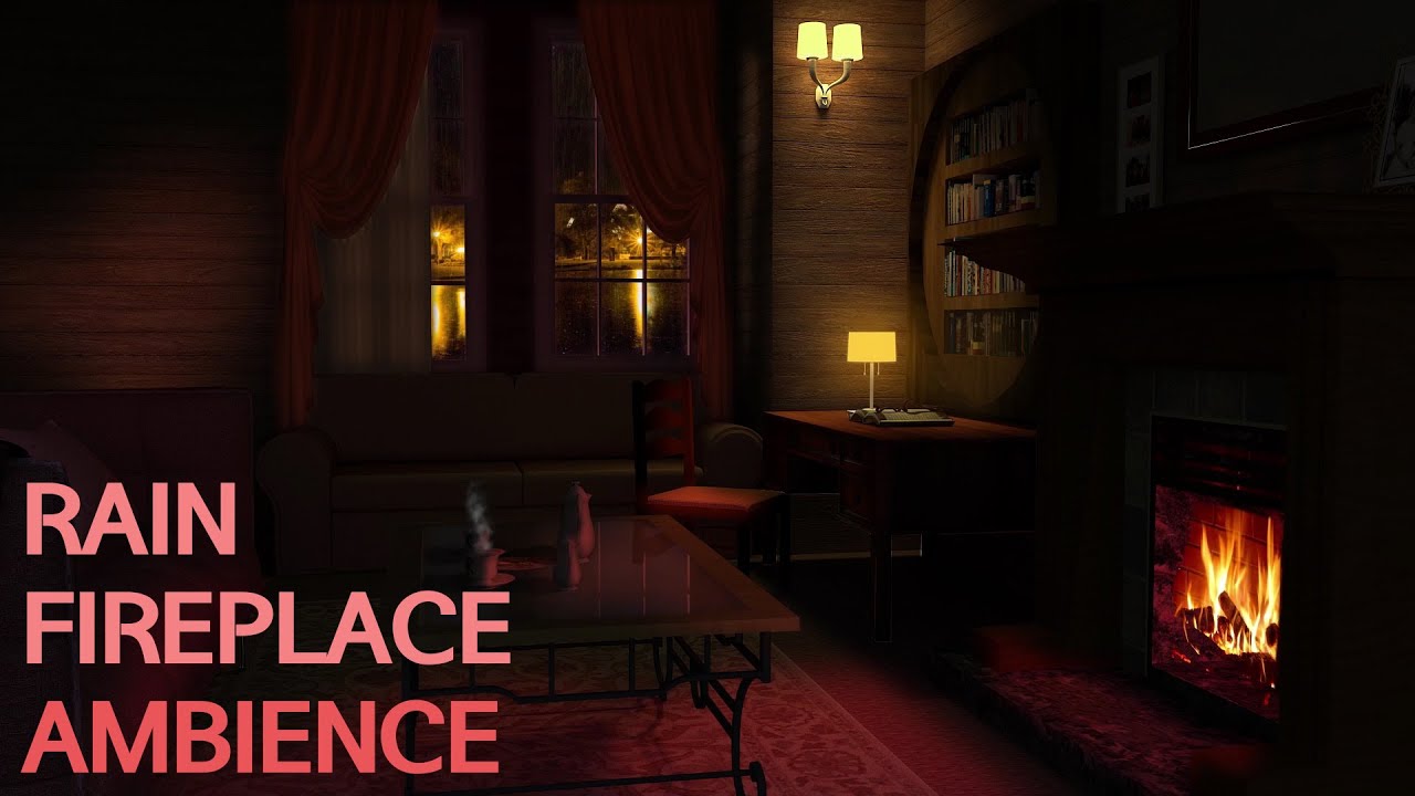 🎧 Cozy Cabin Ambience - Fireplace and Rain on window Sounds 10 Hours ...