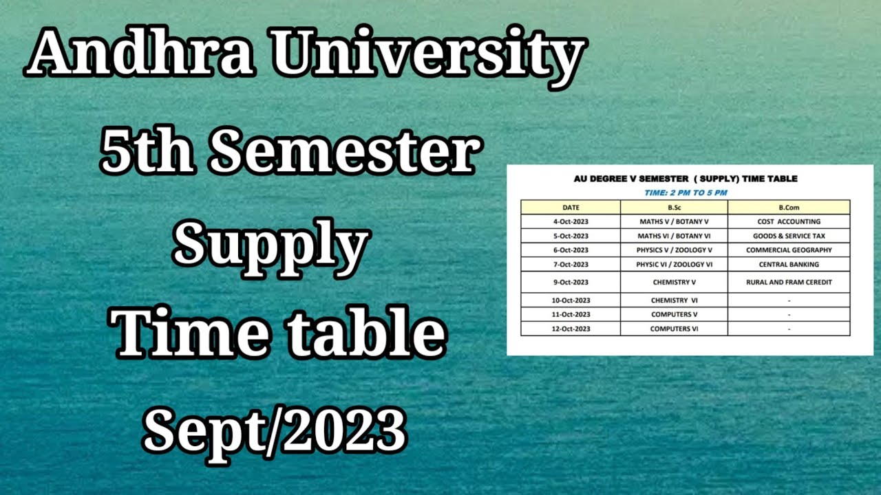 Au Degree 5th Semester Supply Time Table In 2023 YouTube