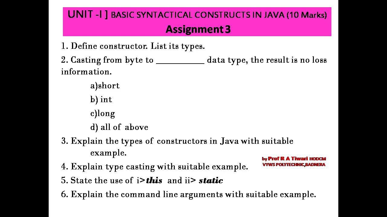 Exercisr1 3 UNIT II DERIVED SYNTACTICAL CONSTRUCTS IN JAVA - YouTube