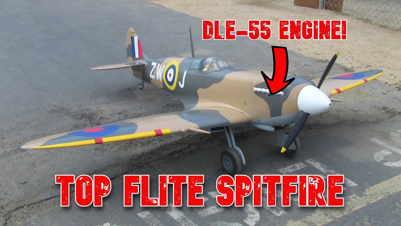 GIANT SCALE Top Flite Spitfire (86.5" wingspan) w/ DLE-55 Engine! - YouTube