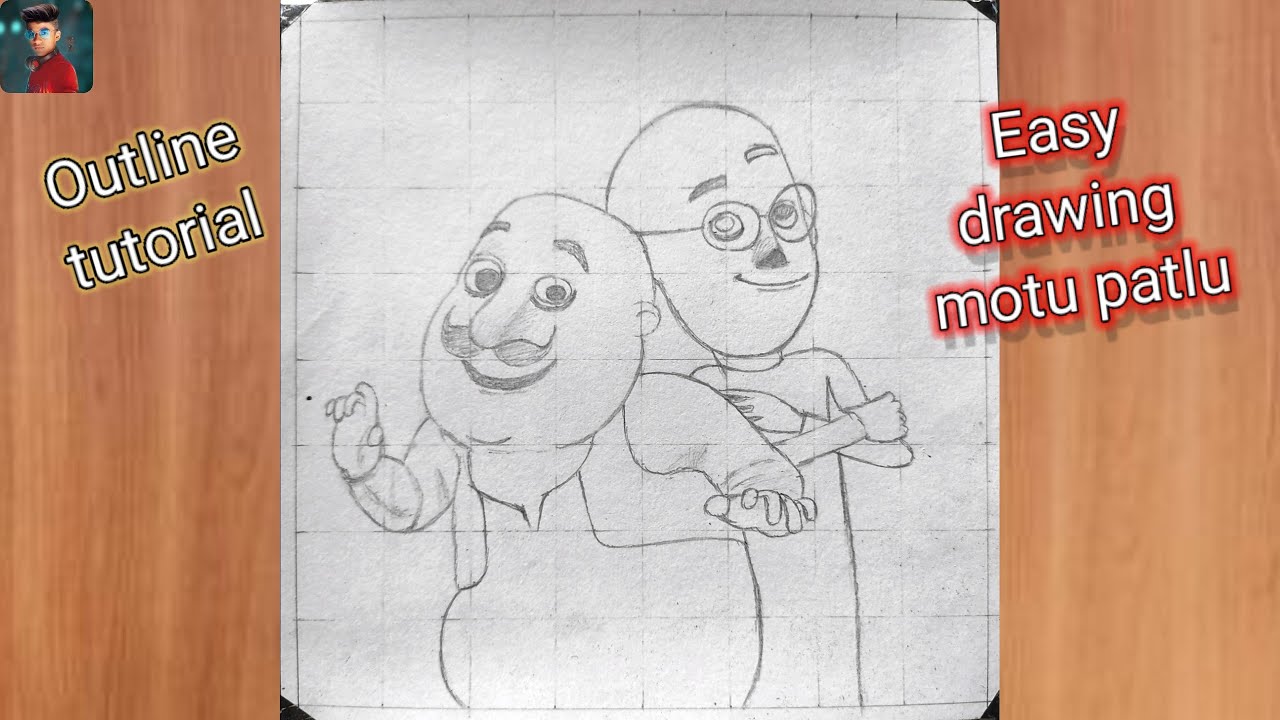 Easy drawing motu patlu, outline tutorial | step by step - YouTube