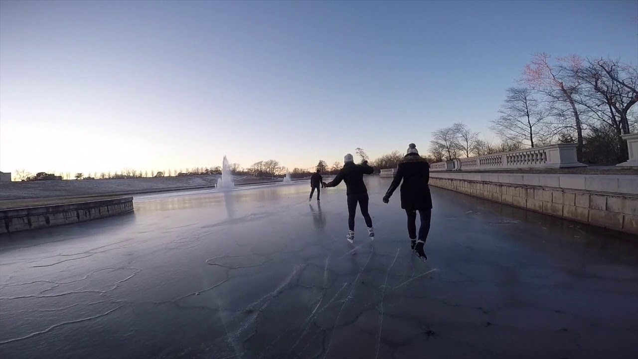 Ice Skaters Take To The Frozen Lakes In Forest Park - YouTube