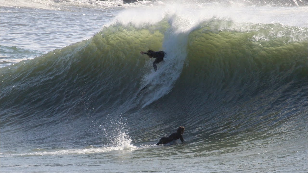 1/6/23 Surfing Southside Seal Beach Pier 10'-15' Epic A-frame Peaks ...