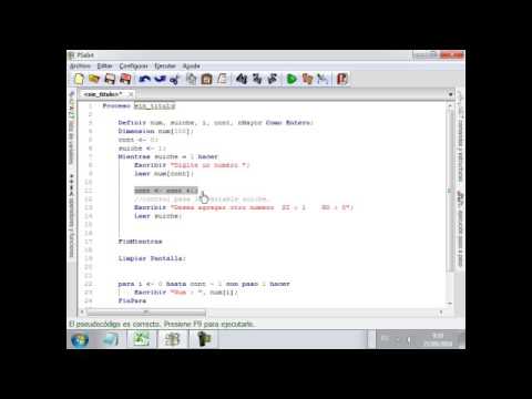 PSeInt Dimension - Array - Ejercicio - Ejemplo - YouTube