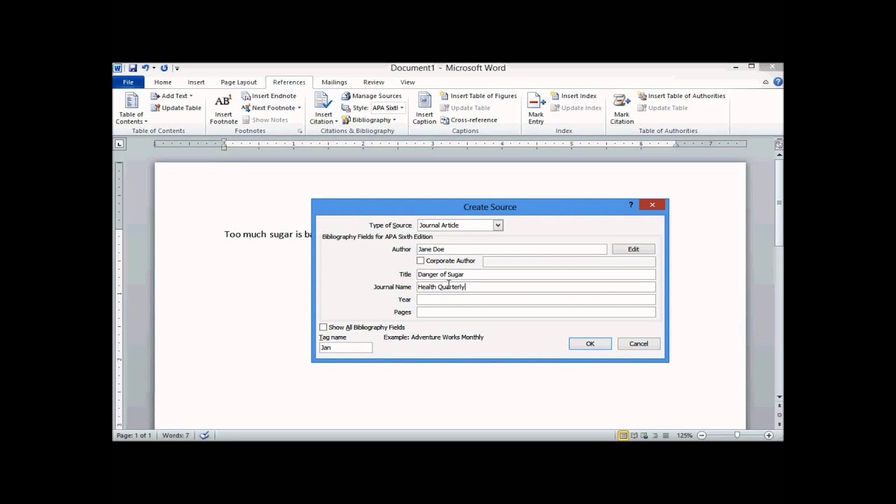 Create APA citations and References List with Microsoft Word - YouTube