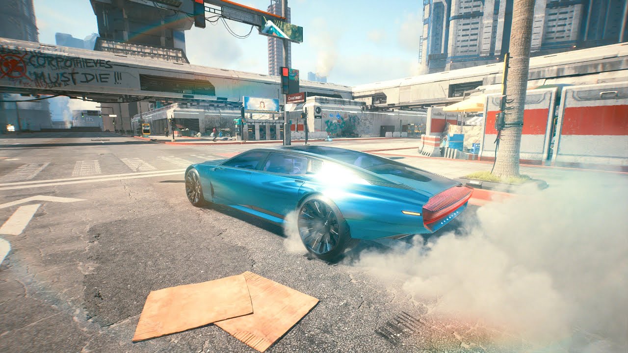 Cyberpunk 2077 Bending Corners with the HERRERA OUTLAW GTS - YouTube