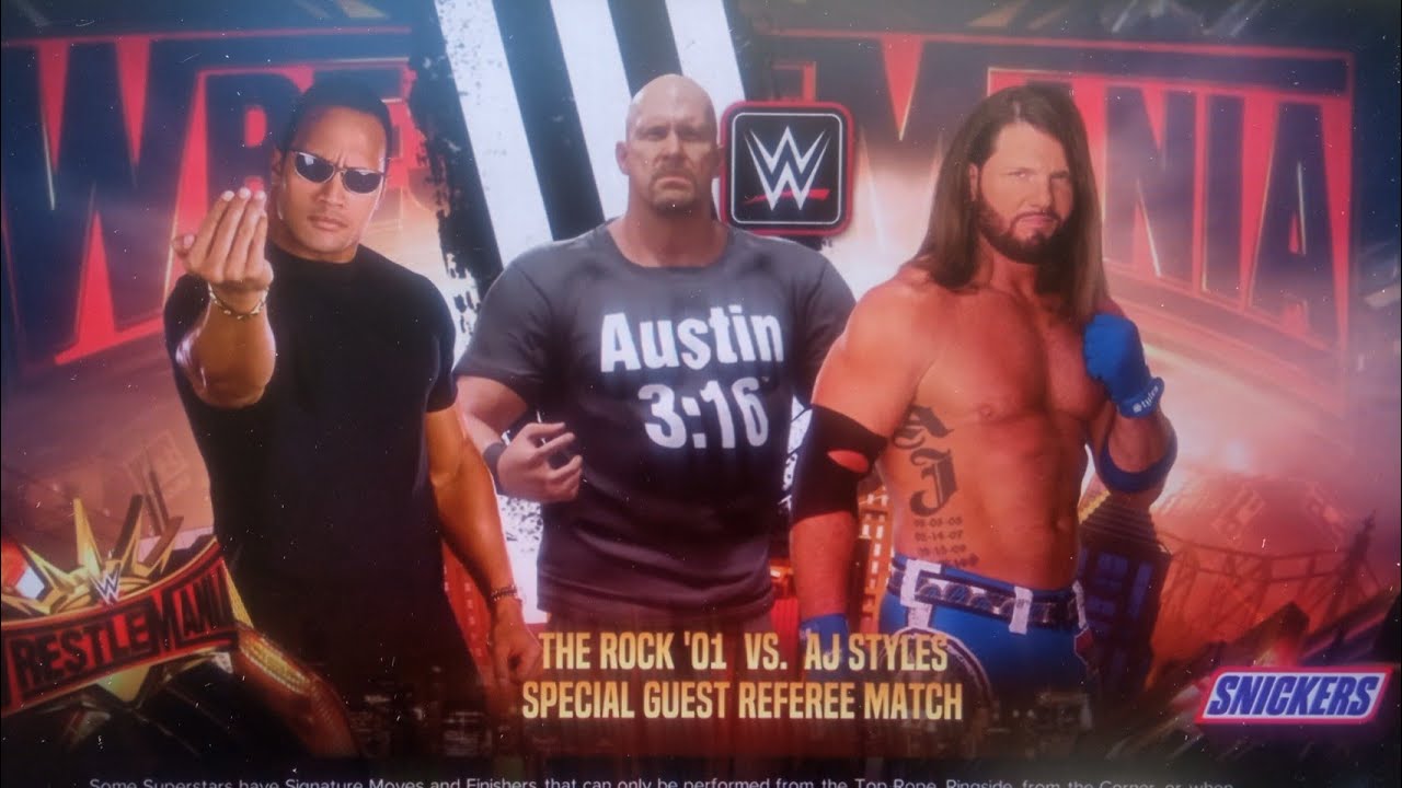 The Rock vs AJ Styles - Special Guest Referee Stone Cold Steve Austin ...