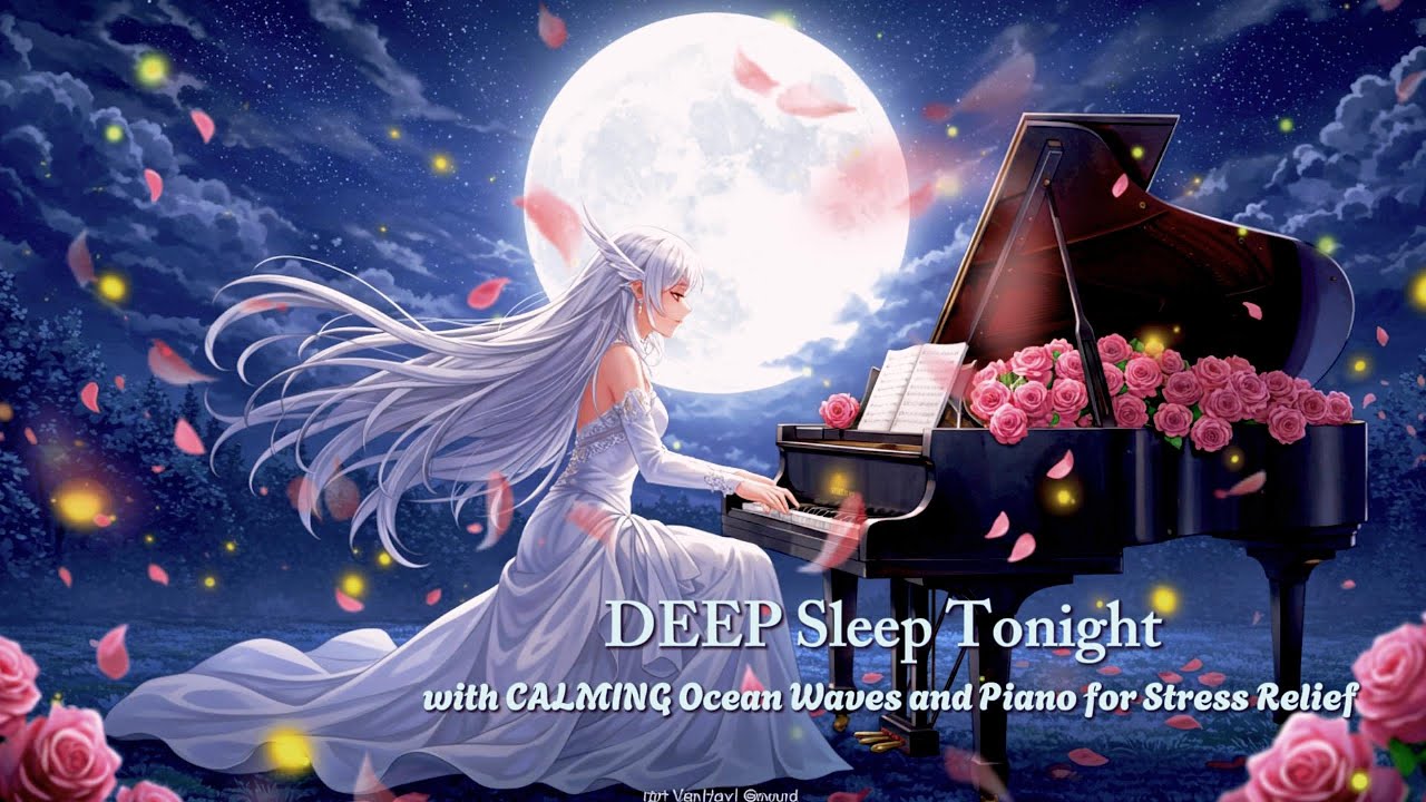 DEEP Sleep Tonight with CALMING Ocean Waves and Piano for Stress Relief ...