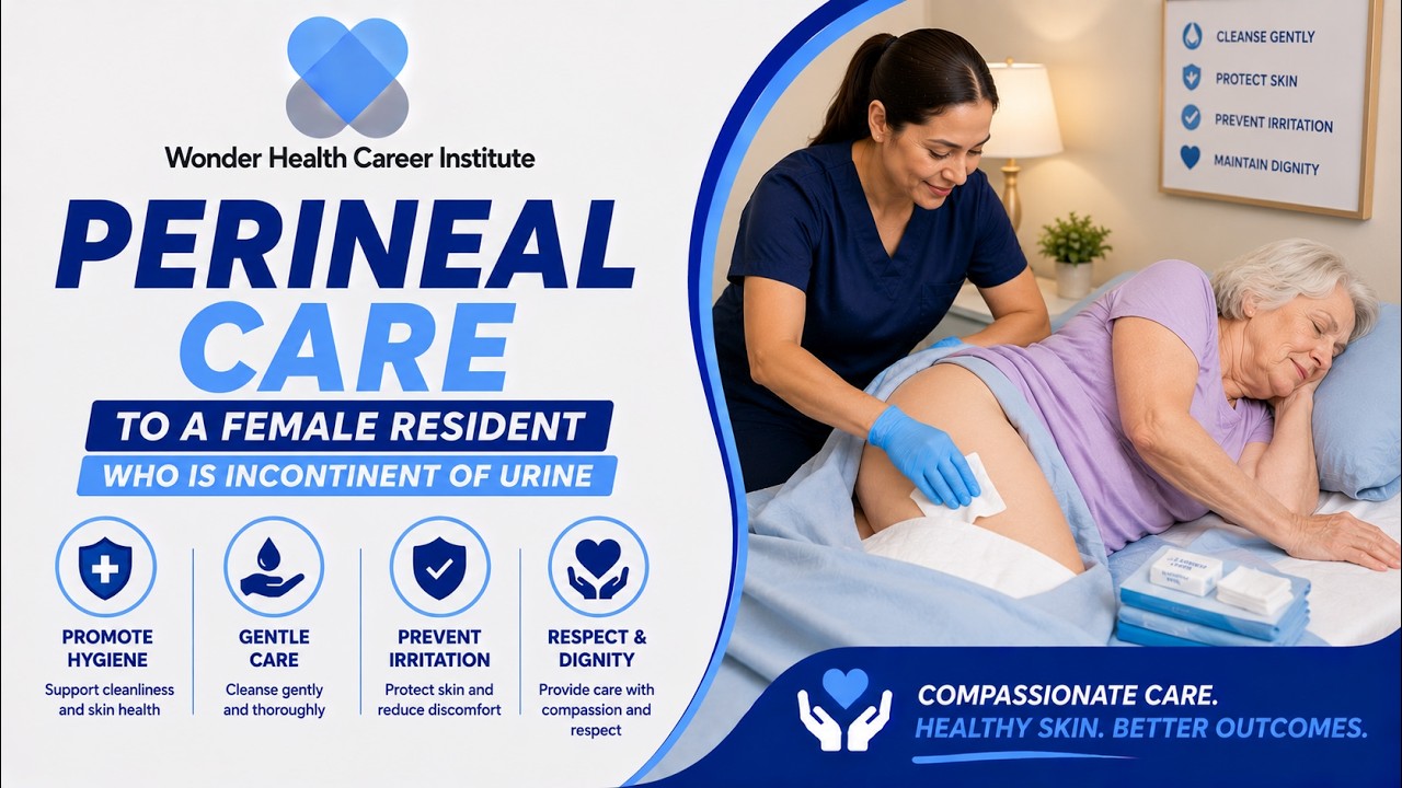 PERINEAL CARE TO A FEMALE RESIDENT WHO IS INCONTINENT OF URINE - YouTube