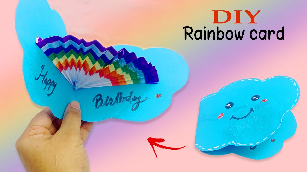 How to make card at home | diy rainbow card | homemade card ideas | # ...