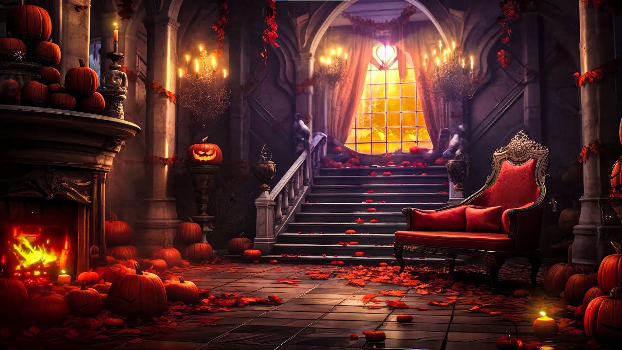 Autumn Classic Haunted House Halloween Ambience with Relaxing Crackling ...