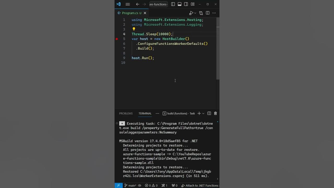 C# Azure Function - Breakpoints that don't work - YouTube