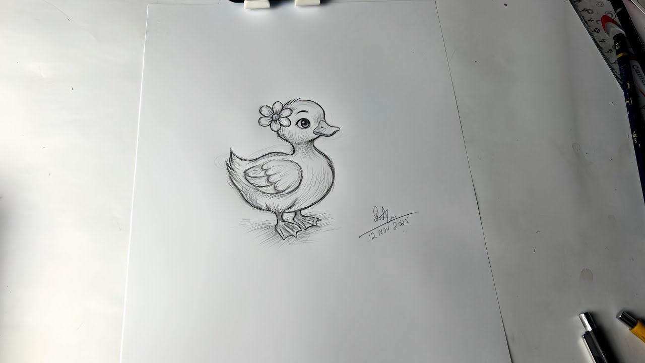 How to draw cute duck || easy drawing || Ikram Art Tricks - YouTube