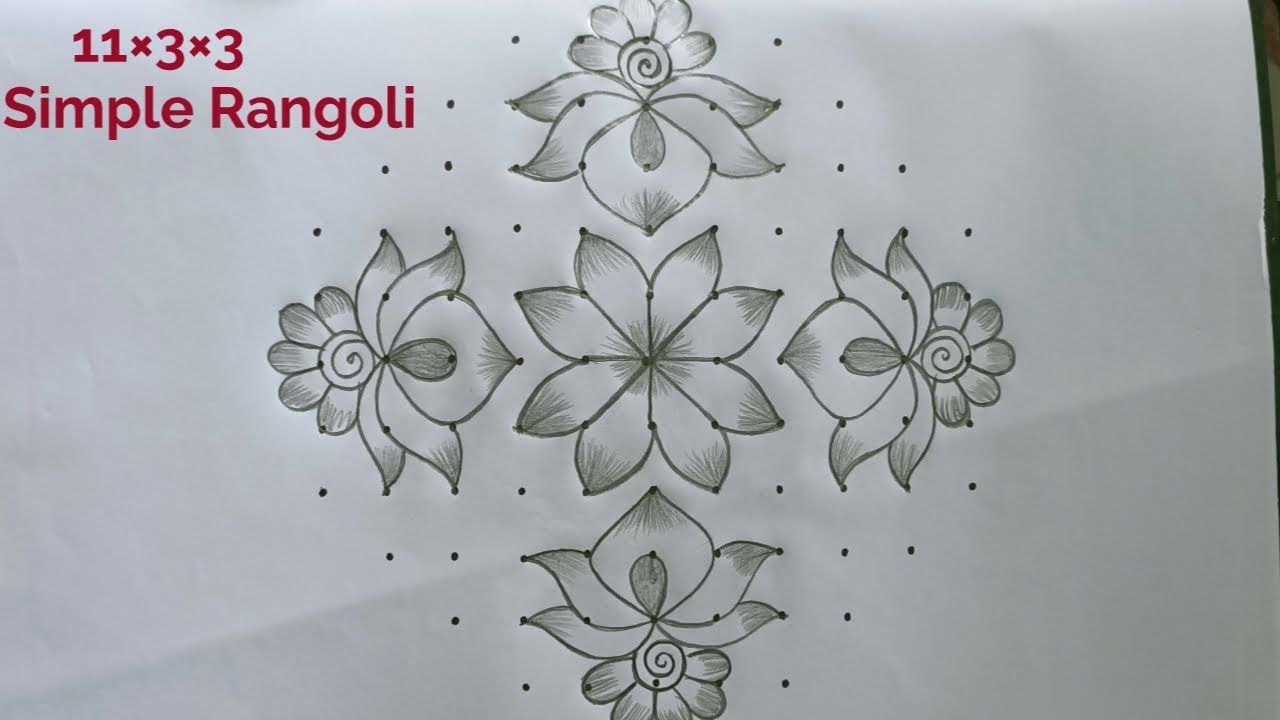 Diwali Special Simple Flower Rangoli Design 🌺 11×3 Easy Rangoli Design ...
