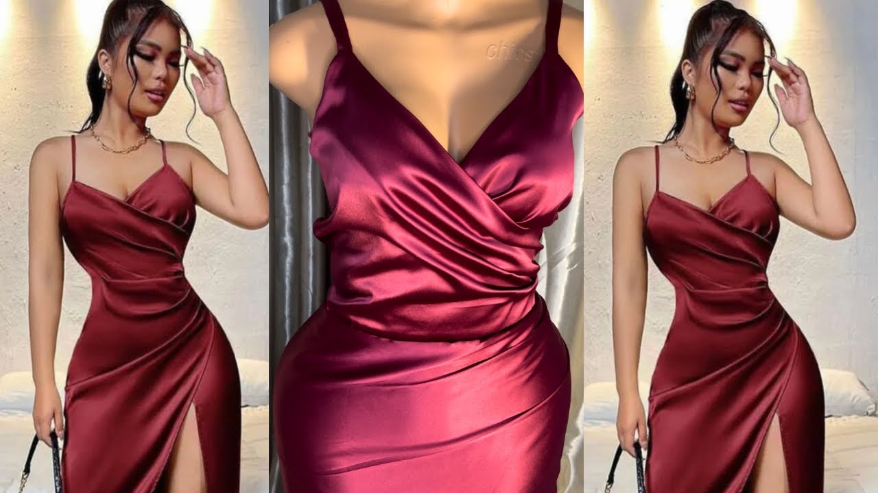 HOW TO CUT AND SEW AN OVER LAP SILK DRESS WITH SLIT /Ready to Wear /DIY ...