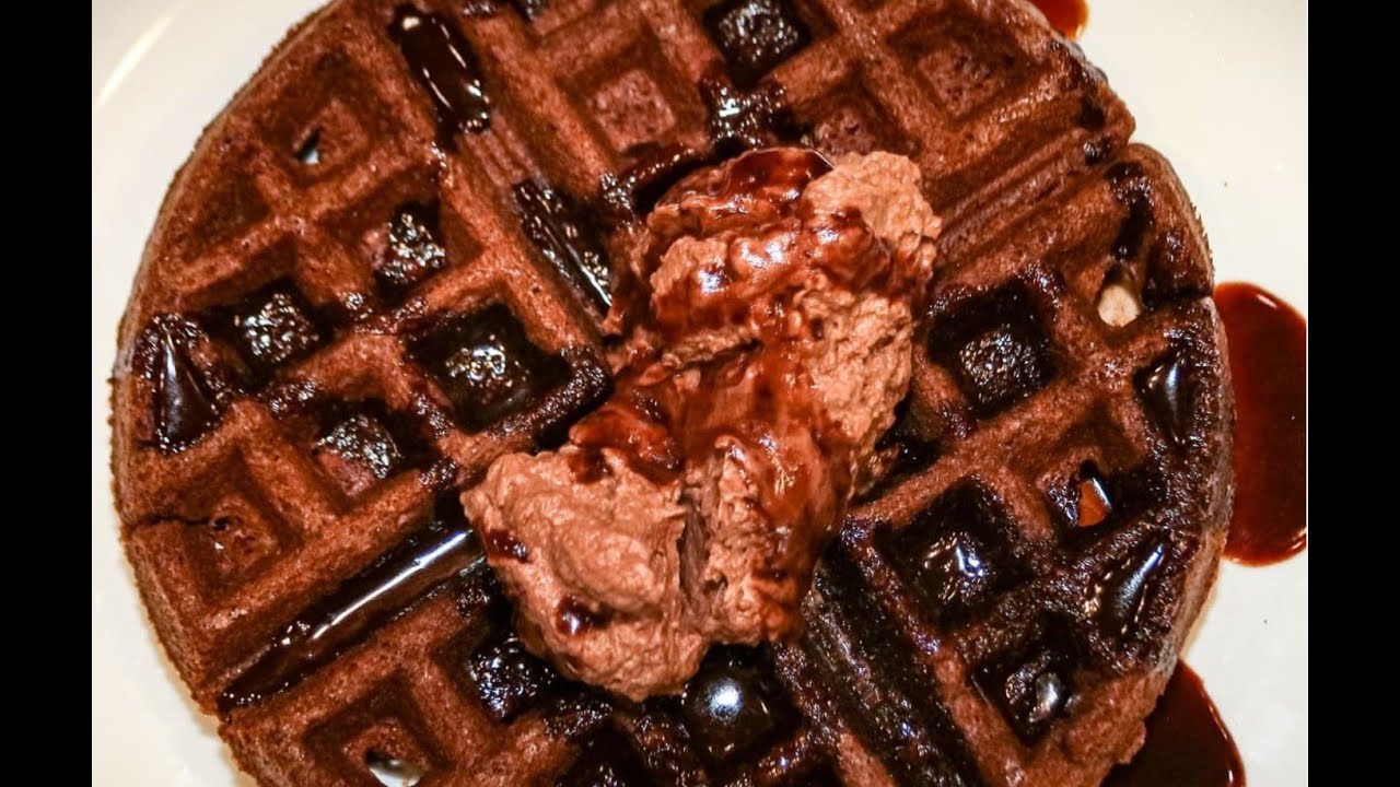 Chocaholic Mocha Waffle with Chocolate Cream and Drizzle - YouTube