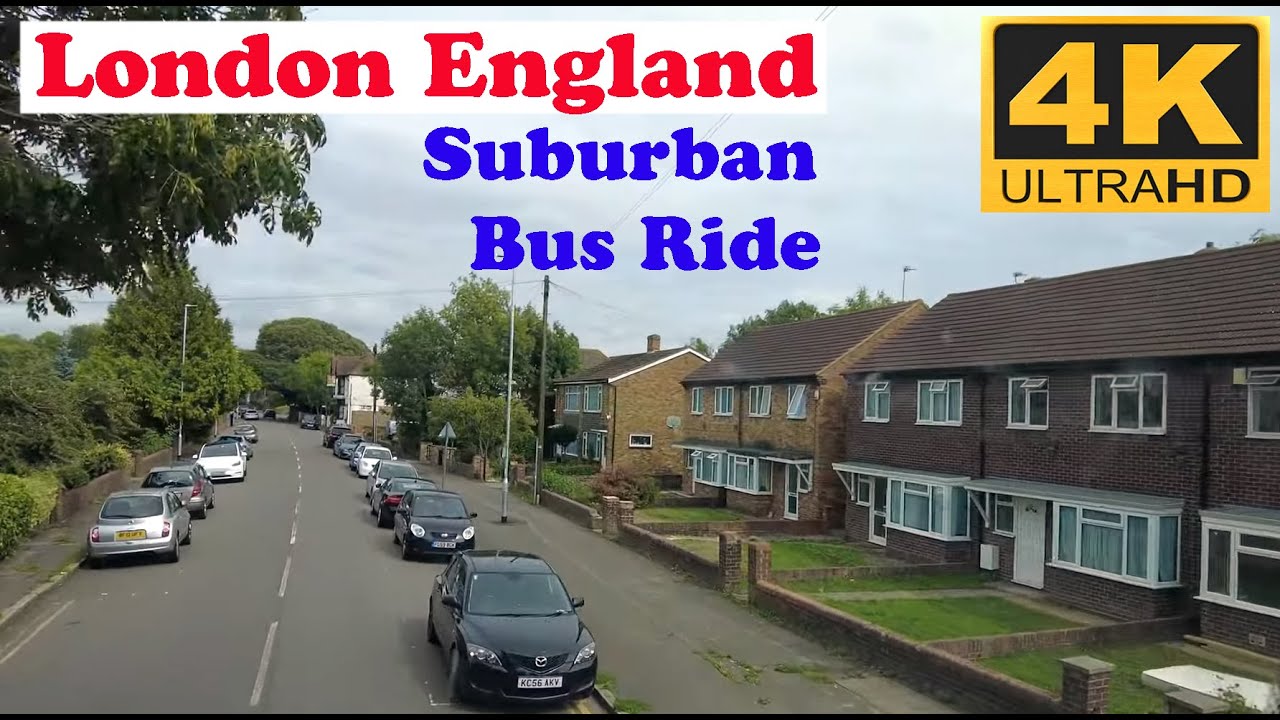 LONDON ENGLAND / Suburban Bus Ride / Double Deck Bus 423 from Heathrow ...