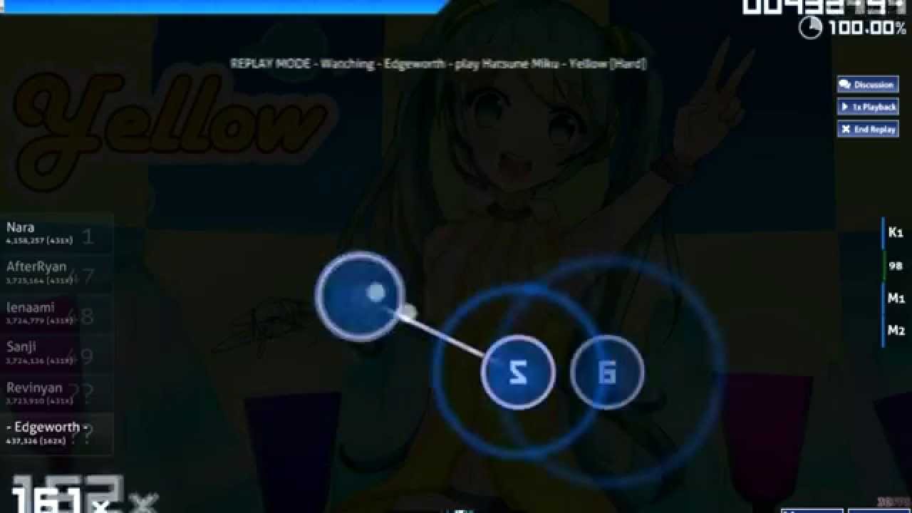 [osu!]Hatsune Miku - Yellow [Hard] ~ - Edgeworth - - YouTube