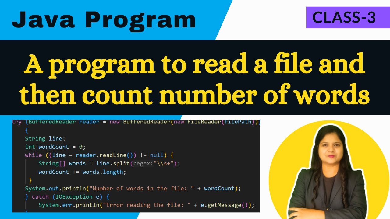 Program To Read A File And Count No Of Words Class 3 Java Program 2640