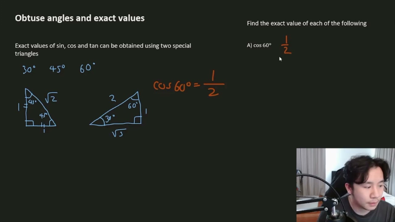 Obtuse angles and exact values (Trigonometry) - YouTube