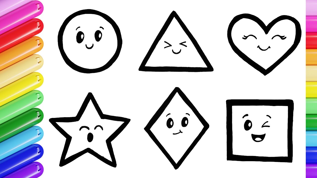 How to Draw Cute Shapes, Colouring for Kids & Toddlers | Drawing ...