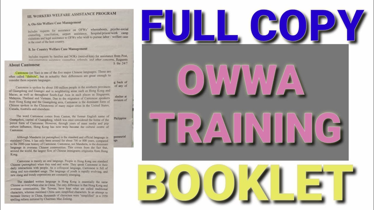 FULL COPY OF OWWA TRAINING - YouTube