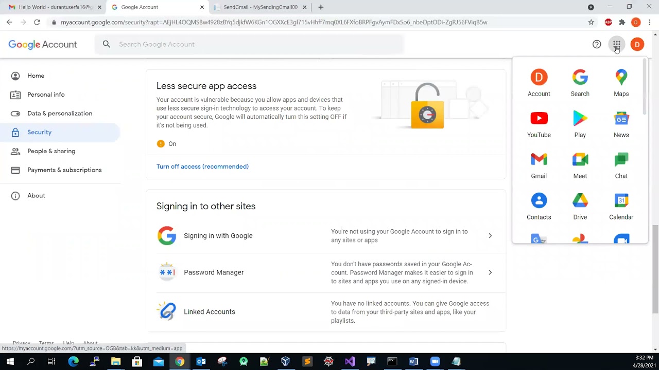 How To Send An Email From An Core Mvc App Using Your Gmail